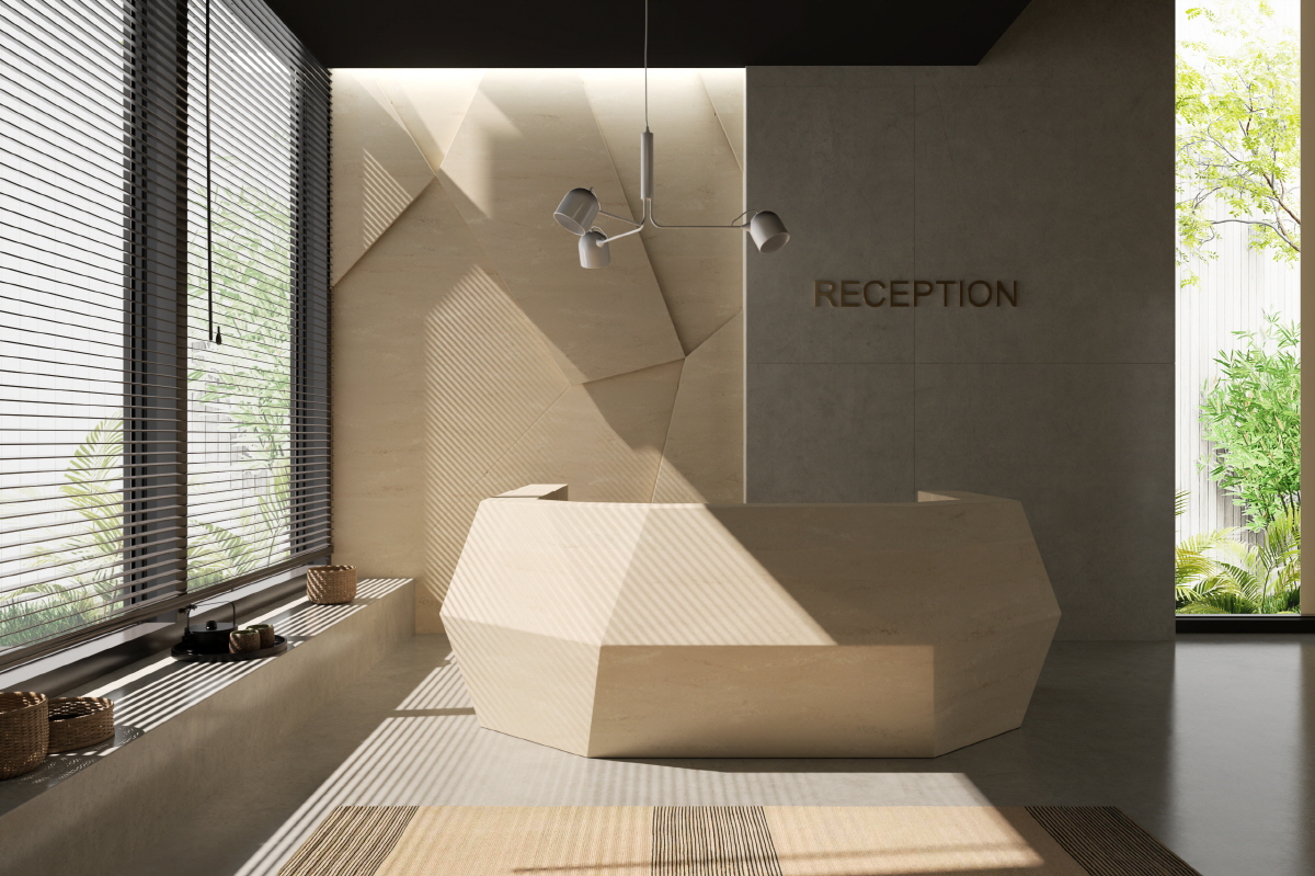 Reception Desk Decor Styles for Raiffeisen Bank Reception - LX Hausys